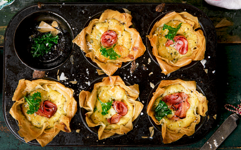 Filodegskorgar med ost, skinka och grönkål - Icakuriren